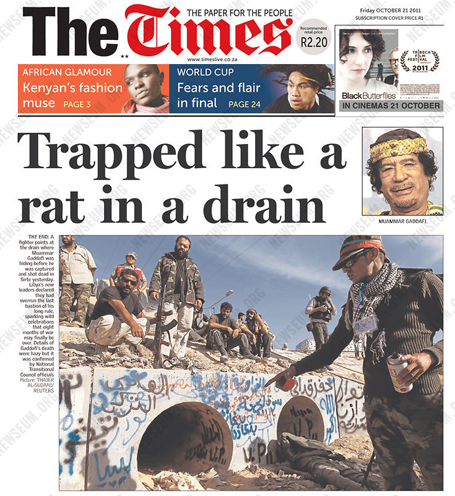 Gory and Glory: 13 Best Gaddafi Front Pages | TIME.com