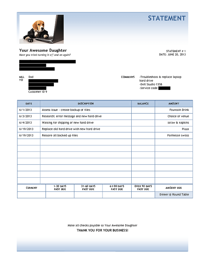 Daughter Invoices Dad For Fixing His Laptop | TIME.com