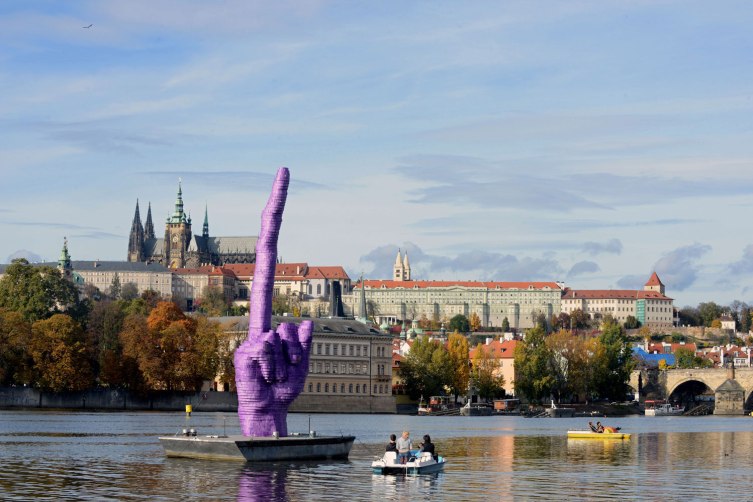 Artist Gives Czech President A Giant Purple Finger | TIME.com